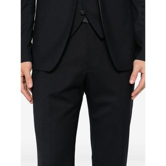 Tagliatore Peak Lapel Virgin Wool Suit - Black