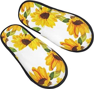 Generic Chaussons Femme Homme Tournesols Aquarelles Chaussures DInt&eacute;rieur Confortable Chausson DHiver Antid&eacute;rapant Chaud Chaussons Pour H&ocirc;tel Voyager Int&eacute;rieu