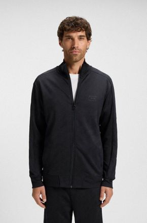 HUGO BOSS Sweatjacke Mirror Flachstrickkragen, regular fit, Rei&szlig;verschluss, gesteppter Jacquard