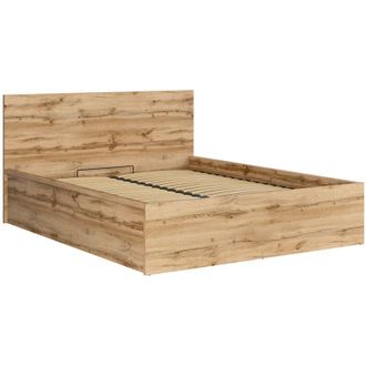 PEGANE Lit adule 160x200 Lit coffre 2 place avec sommier et rangement, coloris Ch&ecirc;ne wotan - Longueur 204,5 x Profondeur 169 x Hauteur 95/40,5 cm