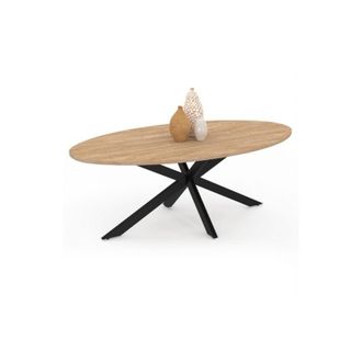 IDMarket Idmarket - Table basse ovale alix 110 cm pied araign&eacute;e bois et noir
