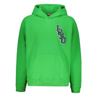 Kenzo Verstellbarer Baumwoll-Hoodie mit Logo-Patch - - Sweatshirts & Hoodies - Herren - Gr&uuml;n - S