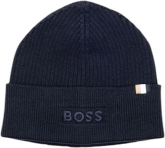 HUGO BOSS Homme, Accessoires, Bleu, Taille: ONE Size Bonnet en coton et laine m&eacute;lang&eacute;e lavable &agrave; la main