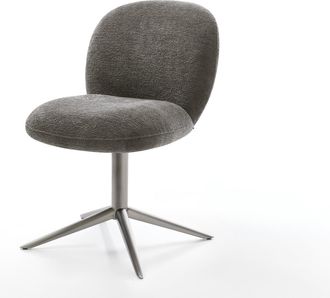 DELIFE Drehstuhl Nube-Flex Bouclé Soft Schlamm Fußkreuz Graphit 360° drehbar Wippfunktion Taschenfederkern, Esszimmerstühle