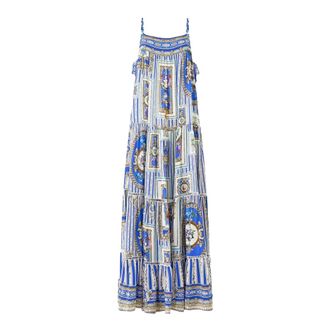 Camilla Femme, Robes, Bleu, Taille: 40/42 FR Robe en Soie Ottoman Opulence