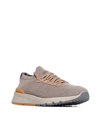 Brunello Cucinelli Mens Sneakers Wool Knit Beige Trainers