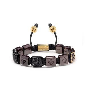 Nialaya Homme, Accessoires, Jaune, Taille: 2XL Mens Ceramic Flatbead Bracelet in Red and Black