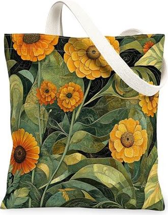 Generic Sac fourre-tout en toile r&eacute;utilisable pour le shopping, 33 x 38,1 cm, motif floral de printemps, sac d&eacute;picerie r&eacute;utilisable pour femme, esth&eacute;tique de 
