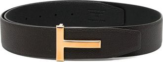 Tom Ford Homme, Accessoires, Brun, Taille: 115 CM Grain Leather T Icon Belt