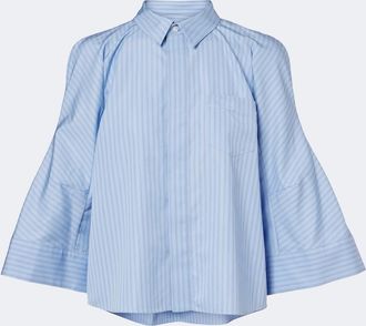 sacai Chemise en coton m&eacute;lang&eacute; &agrave; rayures