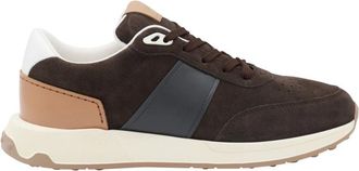 Tod's Homme, Chaussures, Brun, Taille: 44 1/2 EU Baskets en Cuir Marron avec Bout Rond