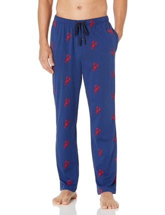 Nautica Herren Weich gewebte Schlafanzughose aus 100% Baumwolle, elastischer Bund Pyjamahose, Blauer Hummer, L