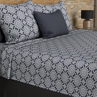 Soleil d'Ocre Soleil dOcre Satz von Blätter Baumwolle 57 Sohn 240x290 cm Esmeralda Marine