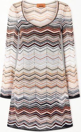 Missoni Mare Minikleid Aus Gestreiftem Metallic-h&auml;kelstrick Mit Pailletten