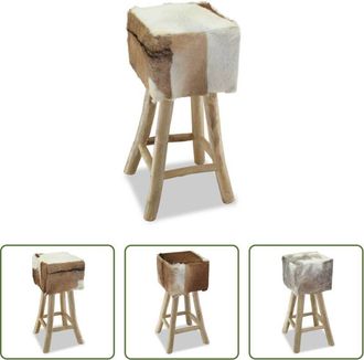 vidaXL vidaXL Barhocker Rustikal - Barhocker Ziegenleder und Massivholz Teak