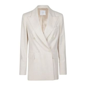 Eleventy Femme, Vestes, Beige, Taille: 40 FR Veste crois&eacute;e en laine m&eacute;lang&eacute;e et lurex