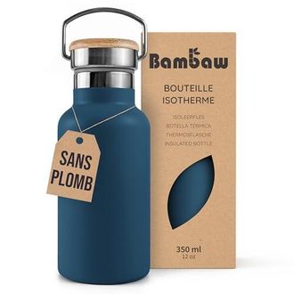 Bambaw Gourde Isotherme 350ml, Bouteille Isotherme Bleue, Gourde Inox 350ml, Gourde Enfant Isotherme, Petite Bouteille Isotherme - Bleu Saphir