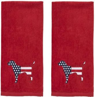 SKL Home by Saturday Knight Ltd. Handtuch, Motiv Hundehund, Rot, Weiß und Blau, 2 Stück