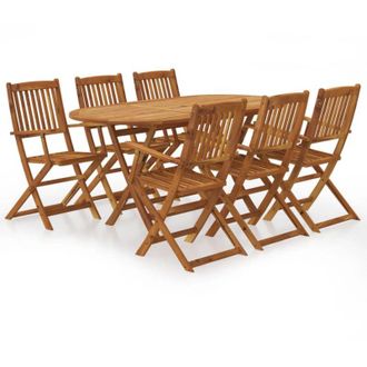 vidaXL Vidaxl - Ensemble &agrave; manger dext&eacute;rieur pliable 7pcs Bois dacacia solide