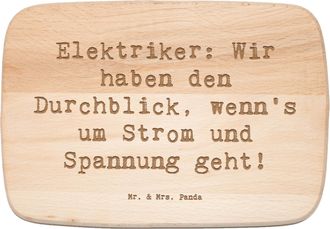 Mr. & Mrs. Panda Frühstücksbrett Spruch Elektriker Durchblick - Geschenk, Berufe, Schneidebrett, Beruf, Frühstücksbrettchen, Geschenke mit Herz