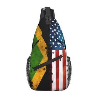 Generic Drapeau Am&eacute;ricain Et Drapeau Jama&iuml;cain Sac Banane Multifonctionnel Pochette Epaule Antivol Sac &Agrave; Dos Bandouli&egrave;re Pour Homme Quotidien Cyclisme