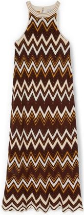 Motivi Femme, Robes, Brun, Taille: 42 FR Robe Longue en Maille Textur&eacute;e
