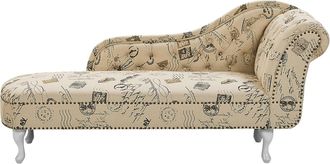 Beliani Retro Chaiselongue beige rechtsseitig Polyester Druckstoff Nimes