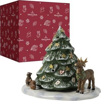 Villeroy & Boch Christmas Toys Memory Weihnachtsaum mit Waldtieren, dekorative Figur aus Hartporzellan, f&uuml;r Teelichter geeignet, bunt, 23 x 17 x 17 cm
