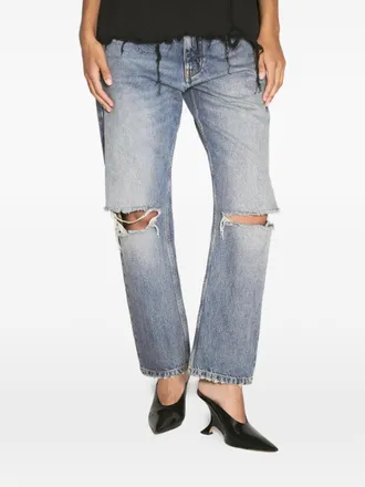 Balenciaga jean &agrave; effet us&eacute; - Bleu
