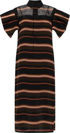 sacai Femme, Robes, Multicolore, Taille: 44 FR Horizontal Stripe Midi Dress