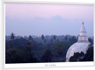 artboxONE Poster mit wei&szlig;em Rahmen 18x13 cm Reise Sri Lanka Tempel @ Sunset - Bild sri Lanka abendstimmung Asien