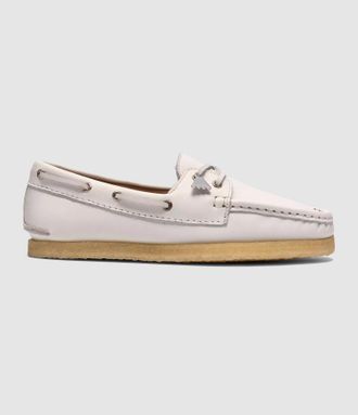 Clarks Mocassins Godney Boat White Grain Lea