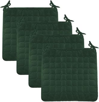 Insun Sitzkissen Cord mit Halteb&auml;ndern, Stuhlkissen Quadratisch Waschbar f&uuml;r Schlafzimmer Wohnzimmer Gr&uuml;n 45 x 45 cm, 4er Set