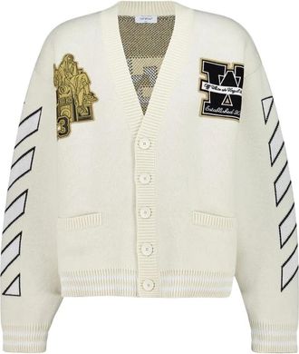 Off-white Homme, Pulls, Beige, Taille: M Lion Varsity Knit Cardigan