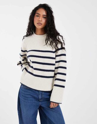 Levi's frida gestreifter Strickpullover in Ecru mit blauem Streifen