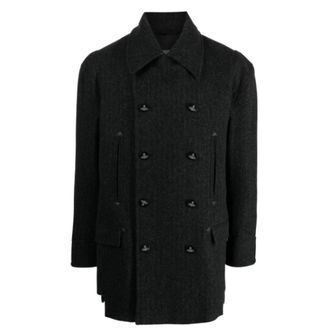 Vivienne Westwood Homme, Manteaux, Noir, Taille: XL Peacoat Ray&eacute;