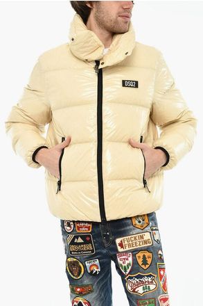 Dsquared2 Rip Stop Check Nylon Down Jacket with Monogram Größe 44