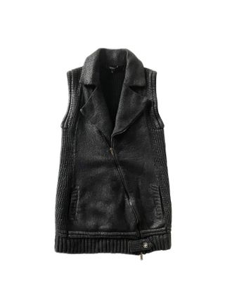Gucci Black Metallic Knitted Biker Gilet Size M
