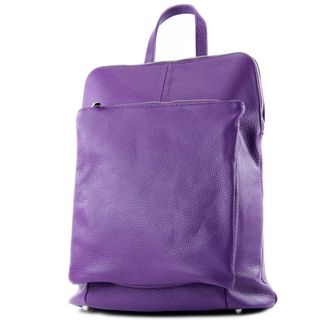 modamoda.de T141 Damen Leder Rucksack Damentasche Schultertasche handmade in Italy, Farbe:Lila2021