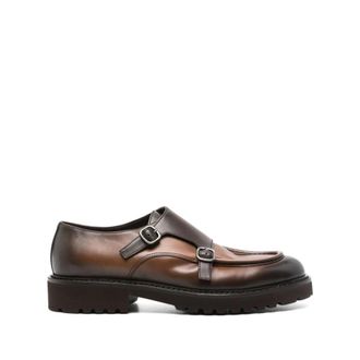 Doucal's Braune Leder Flache Schuhe mit Schnalle - - Shoes - Herren - Braun - 43 1/2 EU