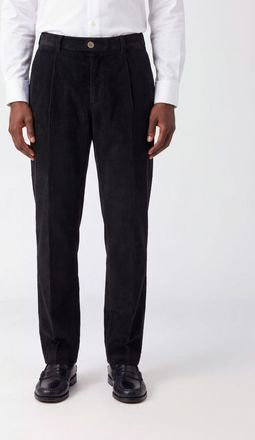 BRIGLIA 1949 Pantalon chino en velours c&ocirc;tel&eacute; &agrave; pinces et coupe slim