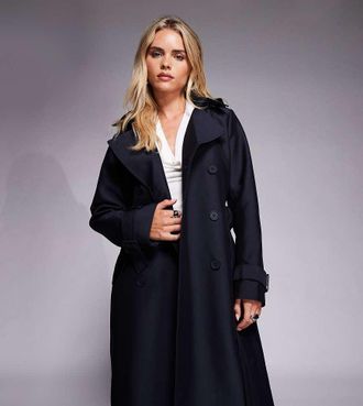 Forever New Trench-coat - Bleu marine-Blanc