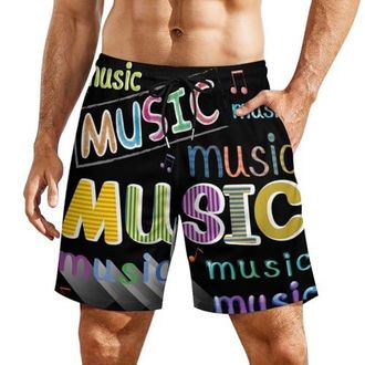 Generic Doublure en Maille Maillot De Bain Impression Musicale Swimming Shorts Homme Séchage Rapide Pants Court De Sport pour Natation Piscine Été XXL