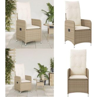 vidaXL Gartensessel mit Kissen Verstellbar Beige Poly Rattan - Gartenstuhl - Relaxsessel - Loungesessel - Outdoor M&ouml;bel - Gartenm&ouml;bel - Home & Living
