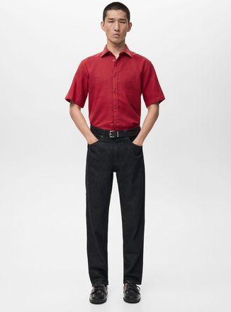 Mango Chemise coton manches courtes rouge - Homme - XS - MANGO MAN