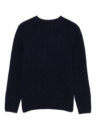 Polo Ralph Lauren Boys Blue Wool And Cashmere Sweater With Pony Embroidery Tops Top