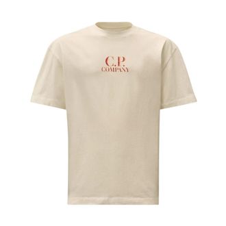 C.P. Company Britisches Logo Wei&szlig;es T-Shirt - - Tops - Herren - Beige - XL