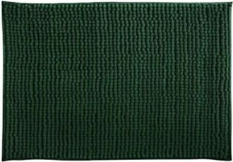 MSV Badteppich Badvorleger Duschvorleger Chenille Hochflor Badematte 60x90 cm - Dunkelgrün