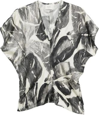 Alysi Femme, Blouses et Chemises, Noir, Taille: 34 FR Chemisier en Soie &agrave; Manches Courtes et Col en V Alysi