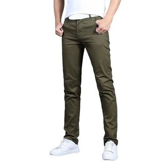 Generic Pantalon habill&eacute; pour homme, coupe ajust&eacute;e, en lin extensible, pantalon dext&eacute;rieur tendance &agrave; bas ouvert, pantalon d&eacute;contract&eacute; en coton avec poches, p